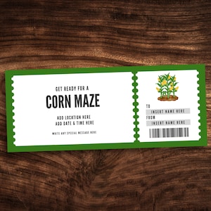 Editable Corn Maze Coupon, Custom Corn Maze Ticket Template, Printable ...