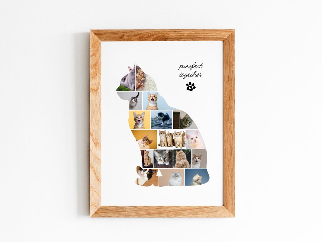 Editable Cat Photo Collage Template, Custom Pet Photo Collage Poster ...