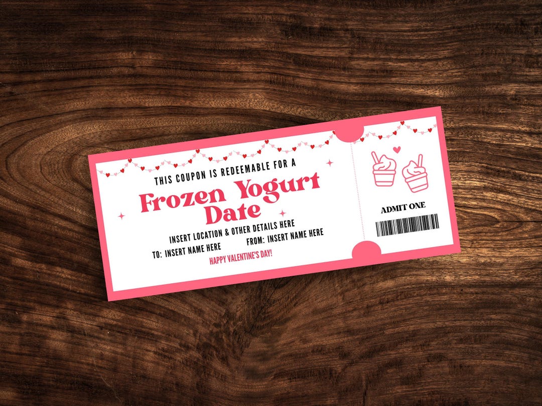 Editable Frozen Yogurt Coupon, Custom Fro Yo Date Gift Certificate ...