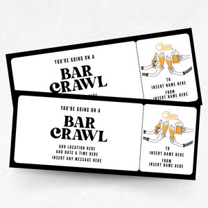 Printable Bar Crawl Coupon Template, Editable Bar Crawl Drink Ticket ...
