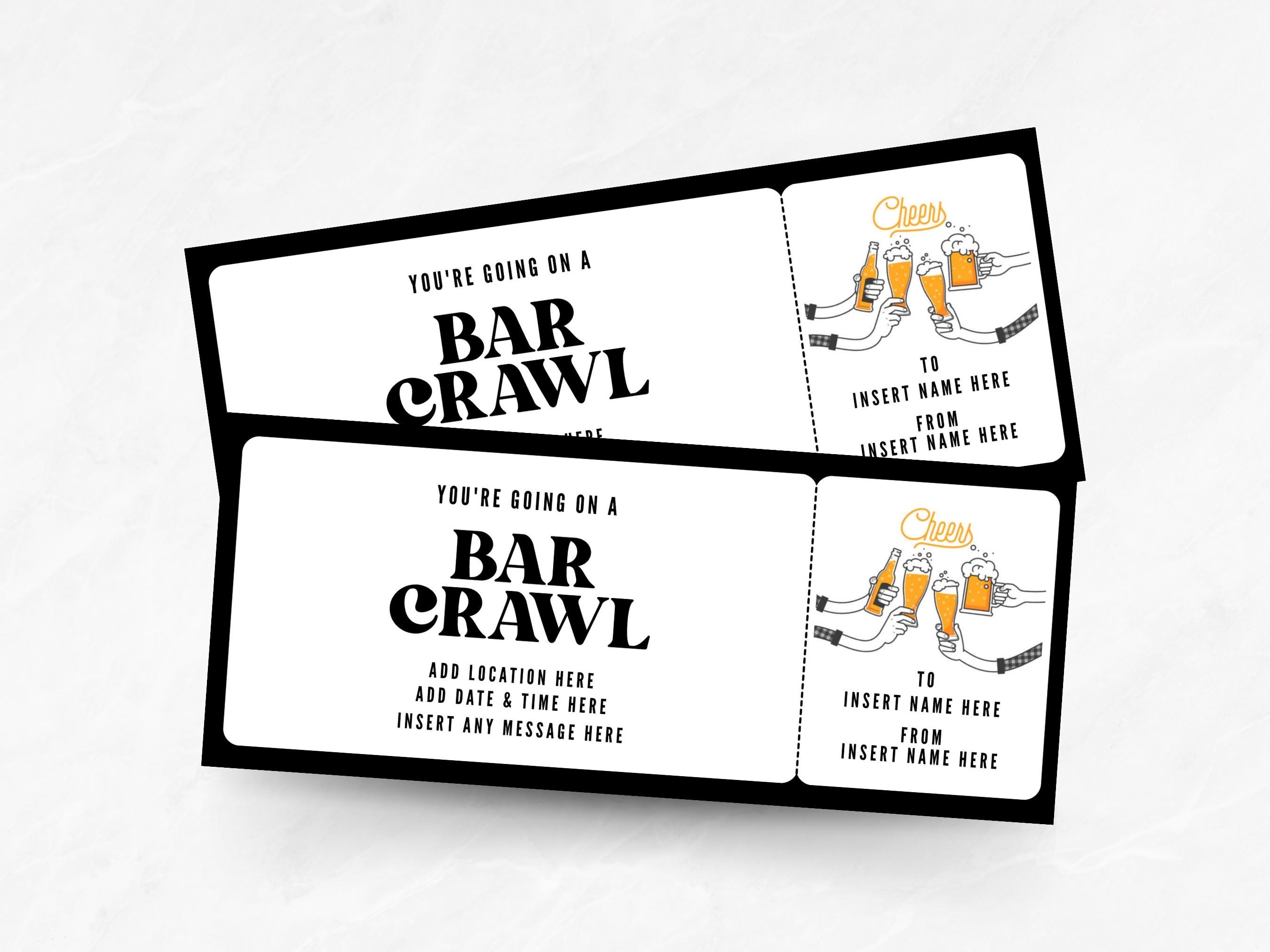 Printable Bar Crawl Coupon Template, Editable Bar Crawl Drink Ticket ...