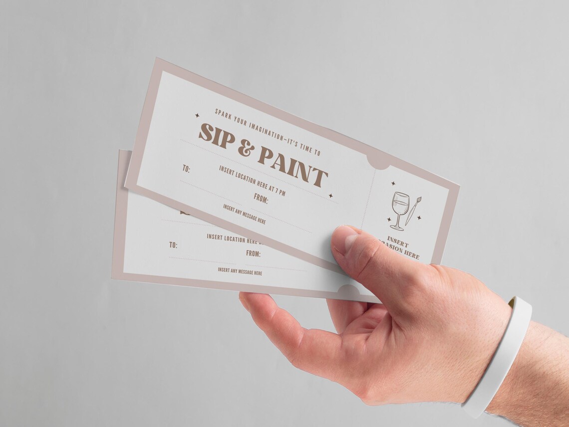Printable Sip and Paint Party Coupon Template, Editable Wine and Paint ...