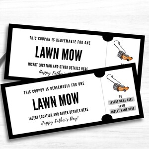 Custom Lawn Mow Gift Certificate, Editable Mow the Lawn Voucher ...