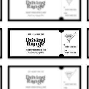 Editable Driving Range Gift Certificate, Custom Golf Driving Range ...