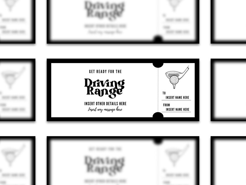 Editable Driving Range Gift Certificate, Custom Golf Driving Range ...
