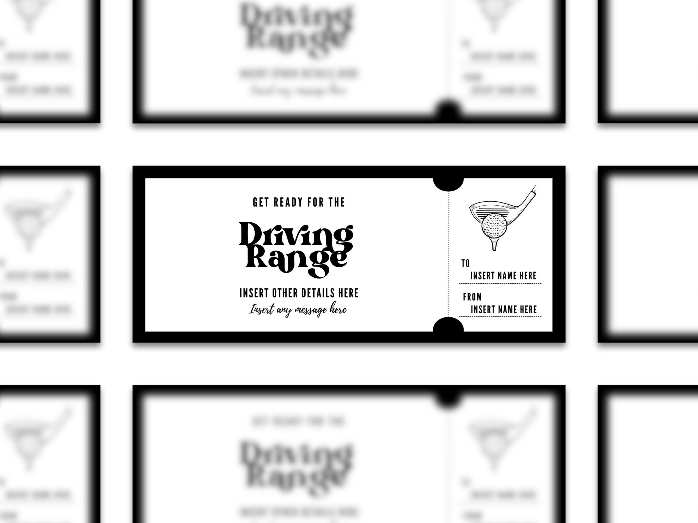 Editable Driving Range Gift Certificate, Custom Golf Driving Range ...