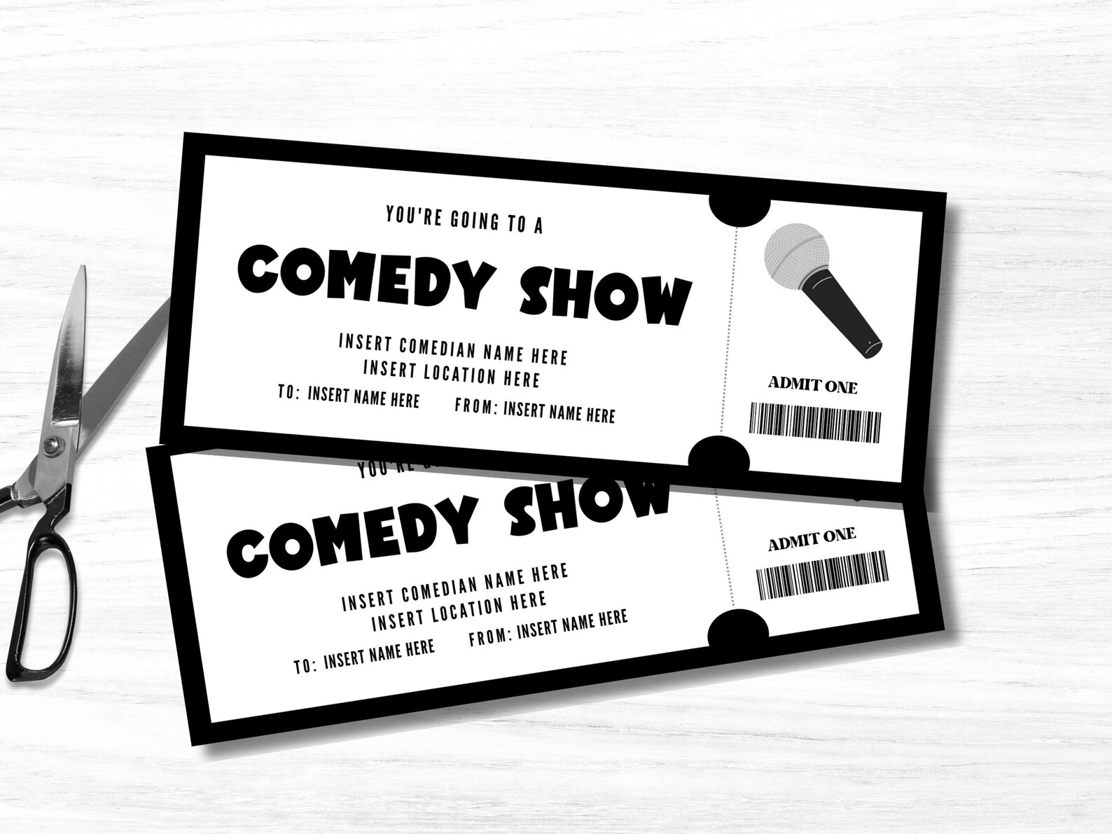Custom Comedy Show Ticket Template, Printable Comedy Event Coupon ...