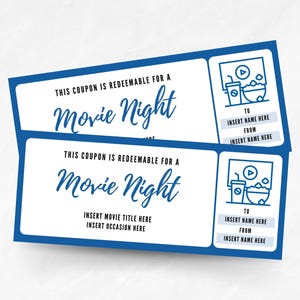 Editable Movie Night Coupon, Custom Movie Voucher, Digital Ticket ...