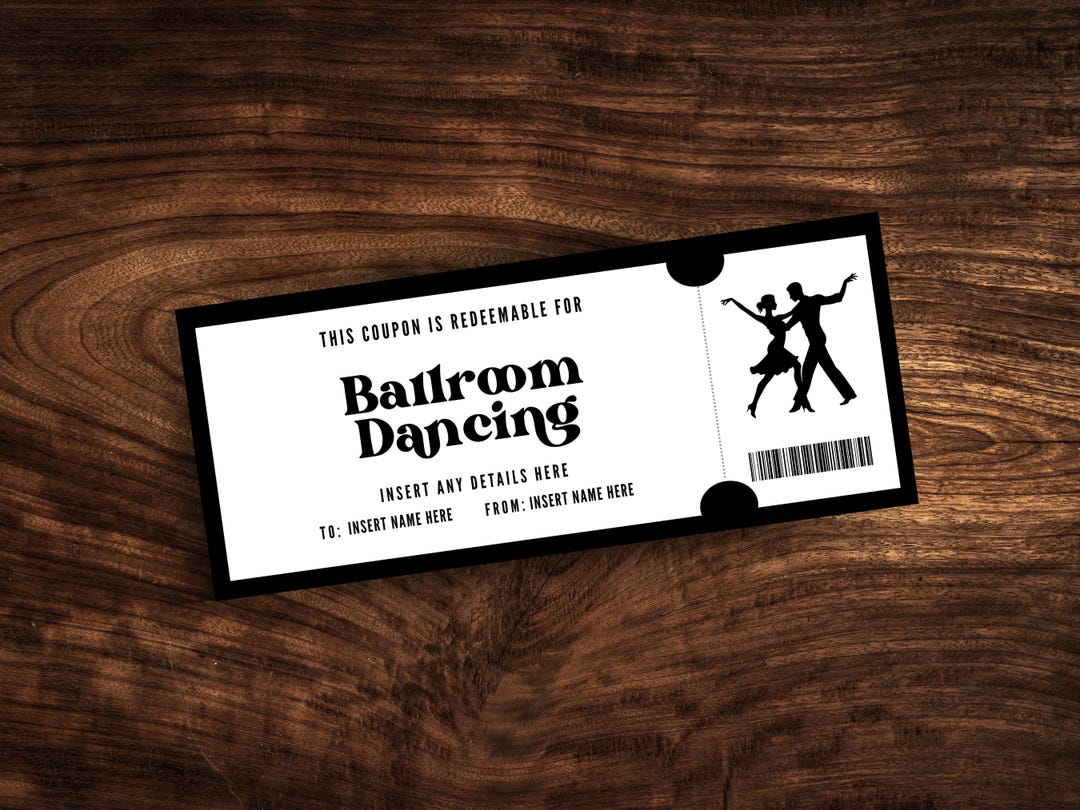 Editable Ballroom Dancing Coupon, Custom Ballroom Dance Lesson Ticket ...