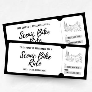 Editable Scenic Bike Ride Coupon Template, Custom Bicycle Ride Voucher ...