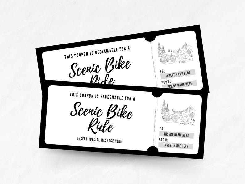 Editable Scenic Bike Ride Coupon Template, Custom Bicycle Ride Voucher ...
