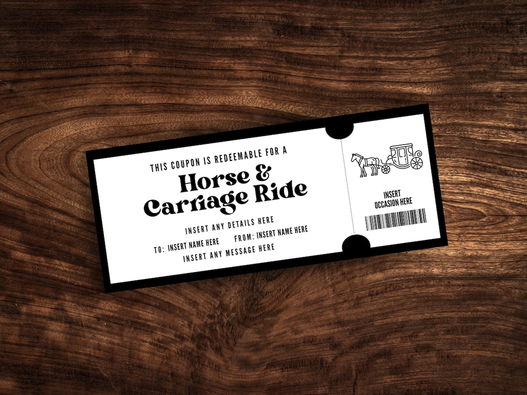 Custom Horse and Carriage Ride Ticket Template, Editable Horse & Buggy ...