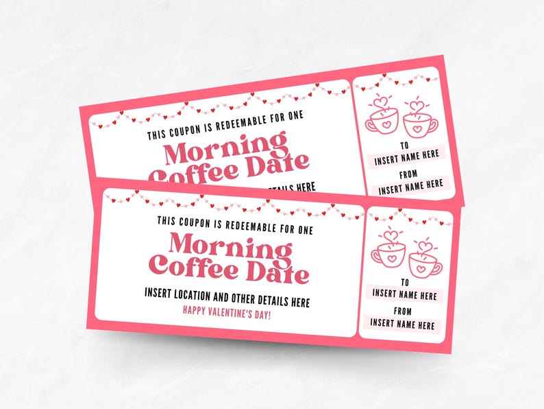 Custom Morning Coffee Date Coupon, Printable Valentine's Day Coffee ...
