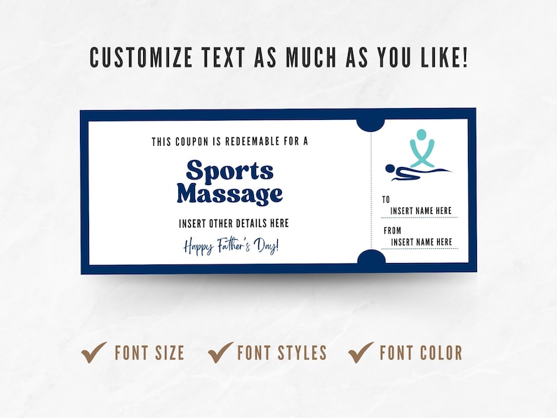 Editable Sports Massage Gift Certificate, Custom Sports Massage Father ...