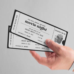 Editable Movie Night Coupon, Custom Movie Voucher, Digital Ticket ...