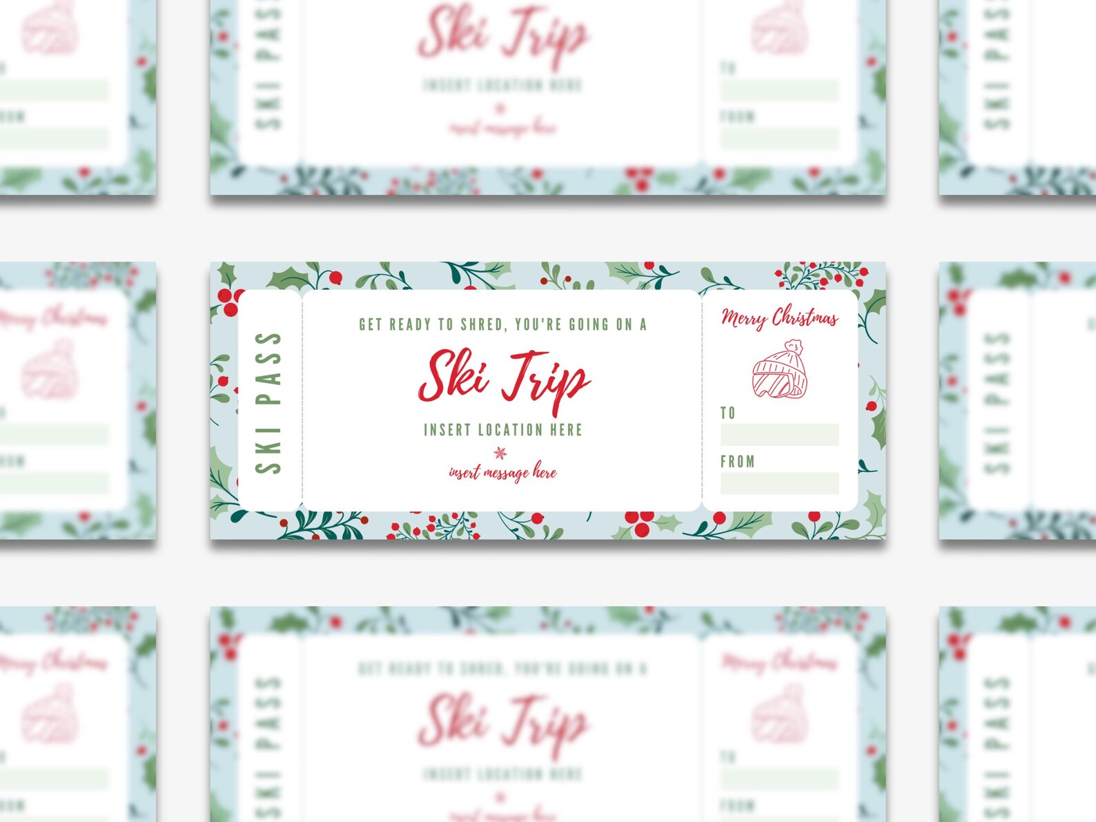 Editable Ski Lift Ticket Template, Custom Christmas Ski Trip Coupon ...