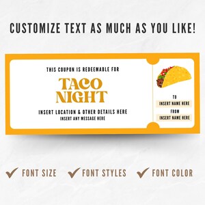 Editable Taco Night Coupon, Printable Taco Tuesday Invitation Template ...