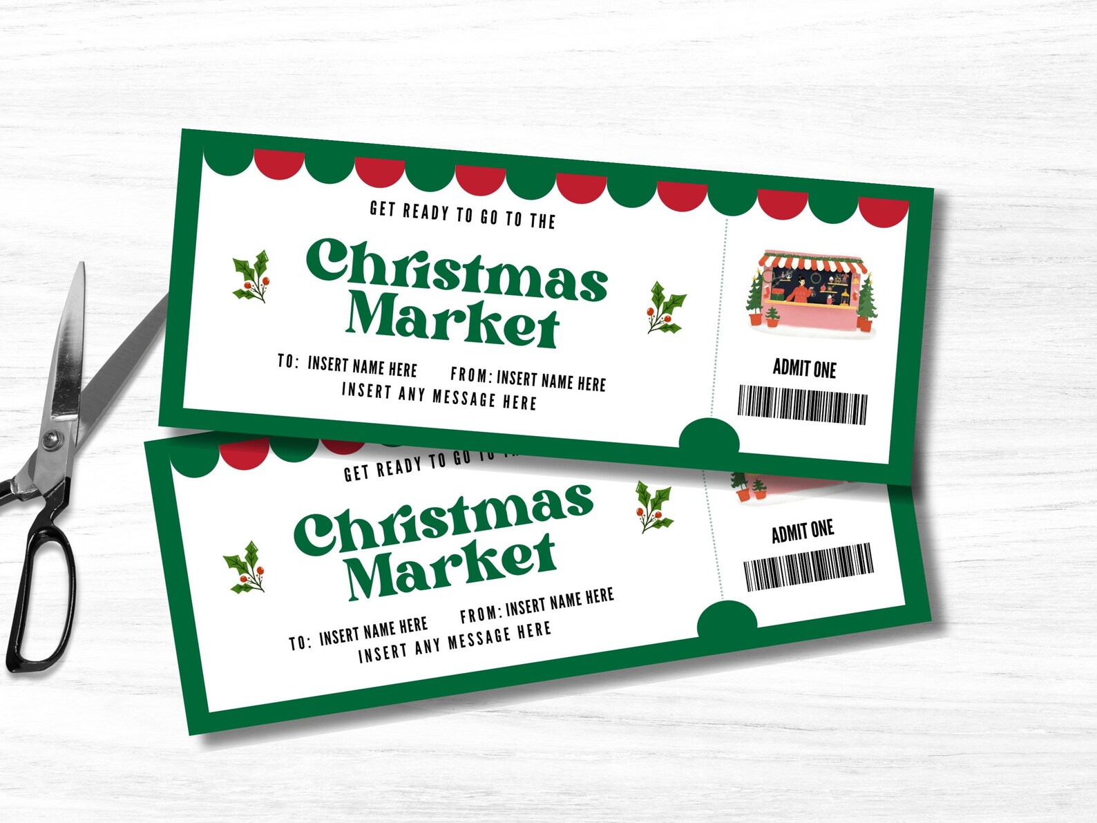 Editable Christmas Market Ticket Template, Custom Christmas Market ...