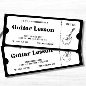 Editable Guitar Lesson Coupon, Custom Guitar Class Ticket Template ...