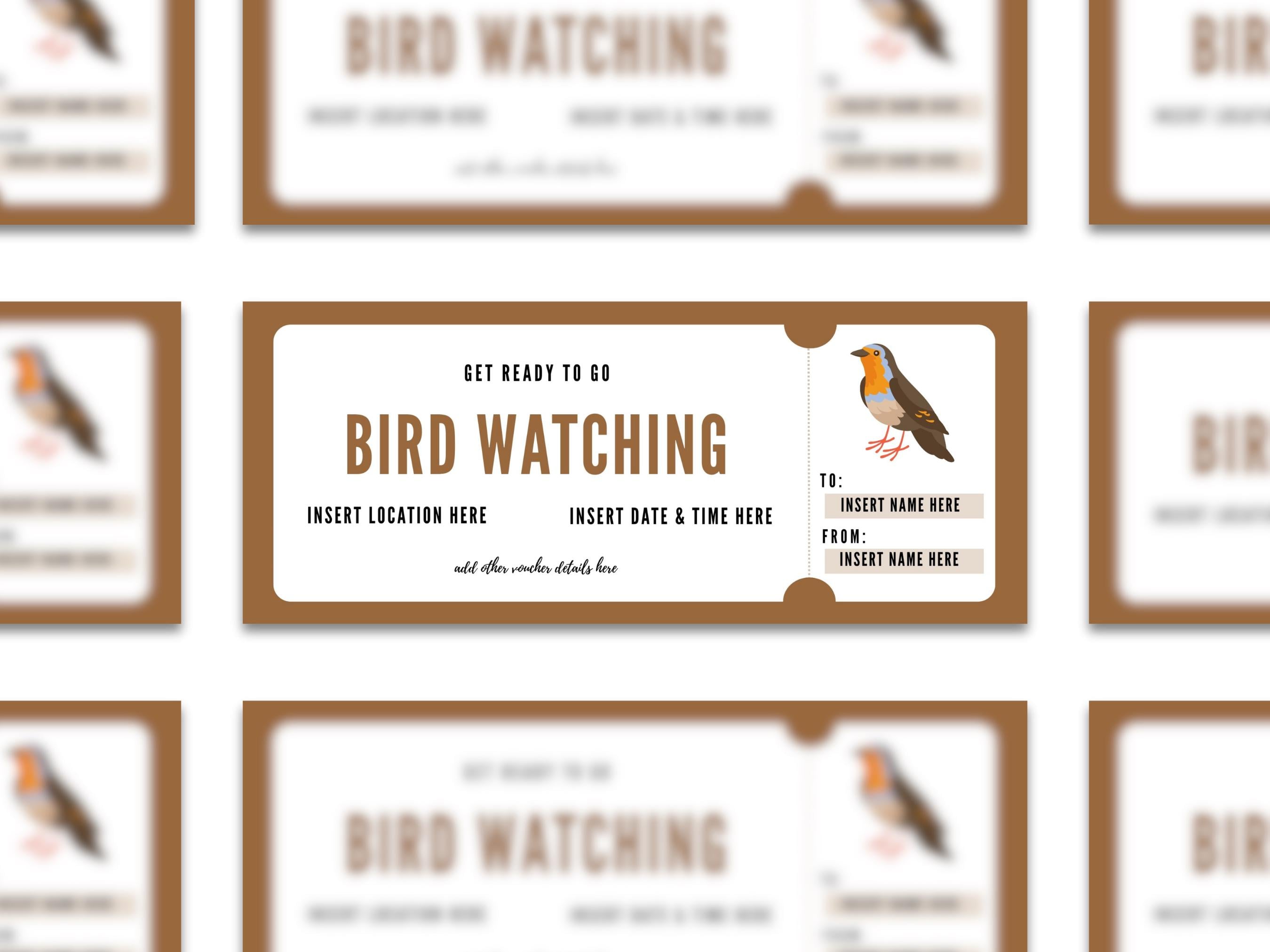 Custom Bird Watching Ticket Template, Editable Birding Coupon, Surprise ...