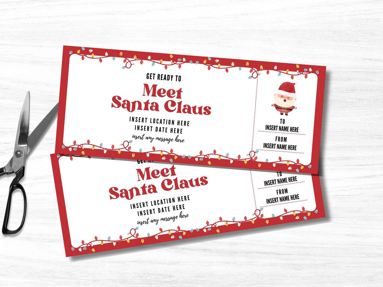 Editable Meet Santa Ticket Template, Custom Santa Meet and Greet Gift ...