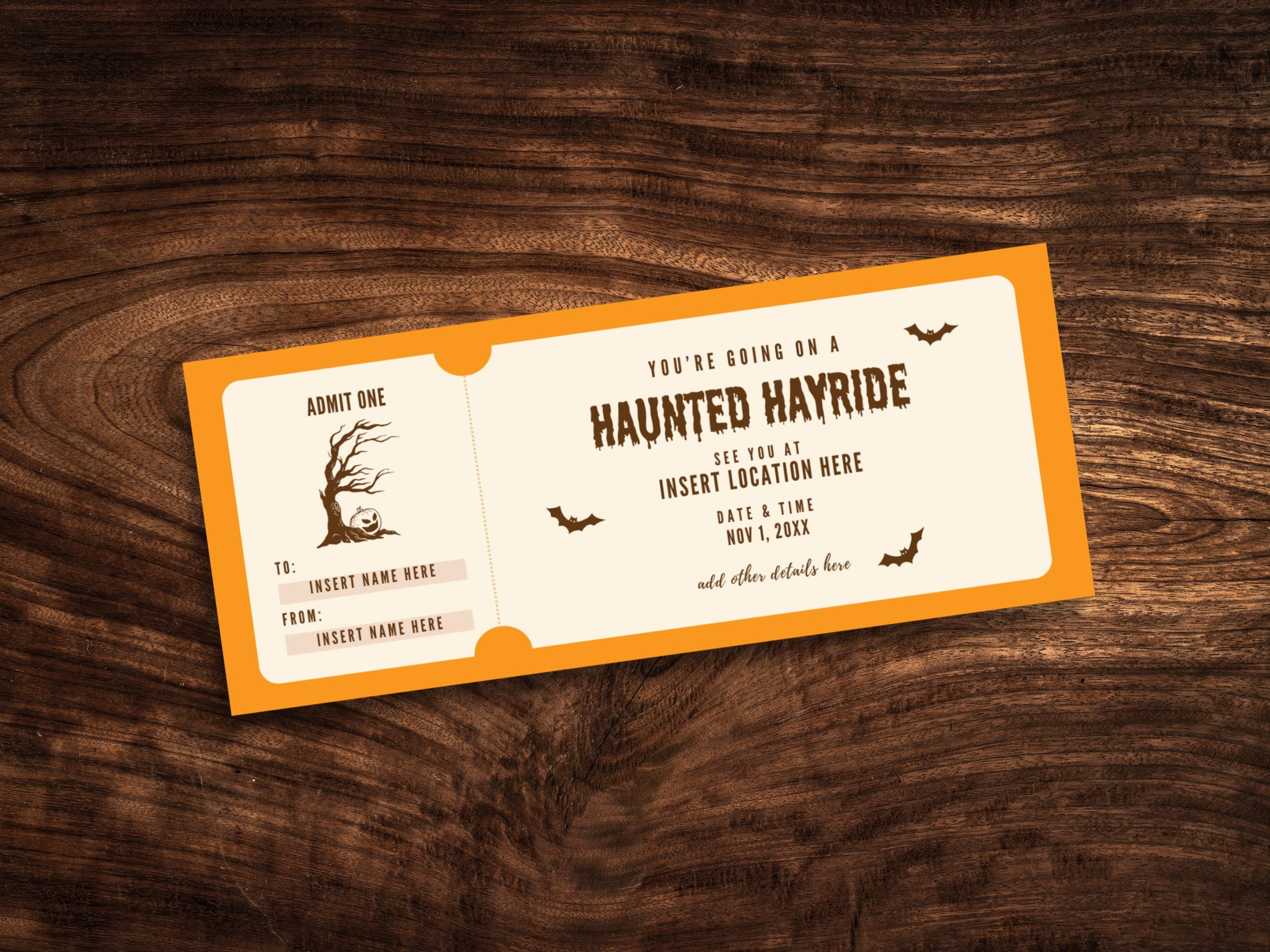 Editable Haunted Hayride Coupon, Custom Haunted Hayride Ticket Template ...