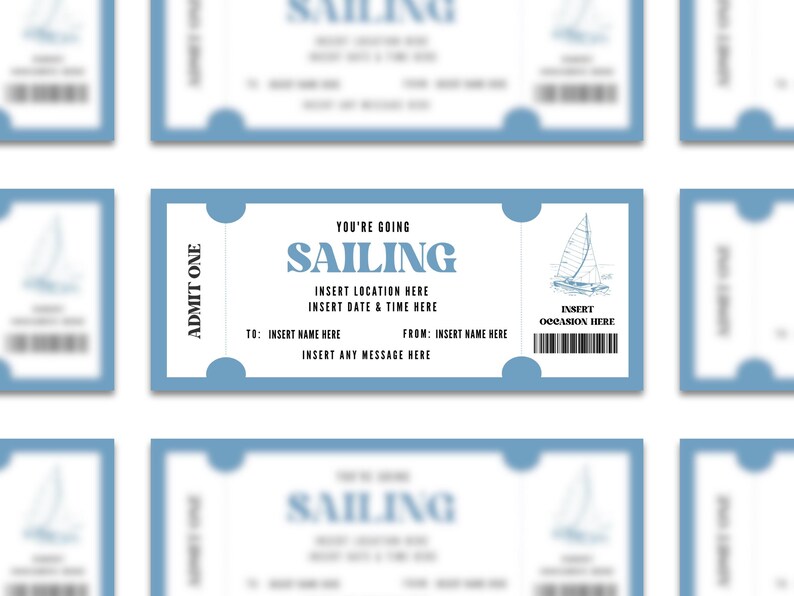 Editable Sailing Trip Ticket, Printable Sail Boat Boarding Pass Coupon ...
