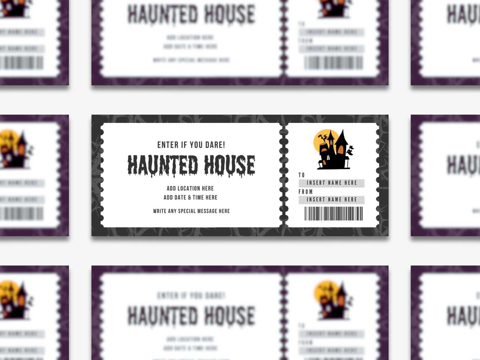 Editable Haunted House Coupon, Custom Haunted House Ticket Template ...