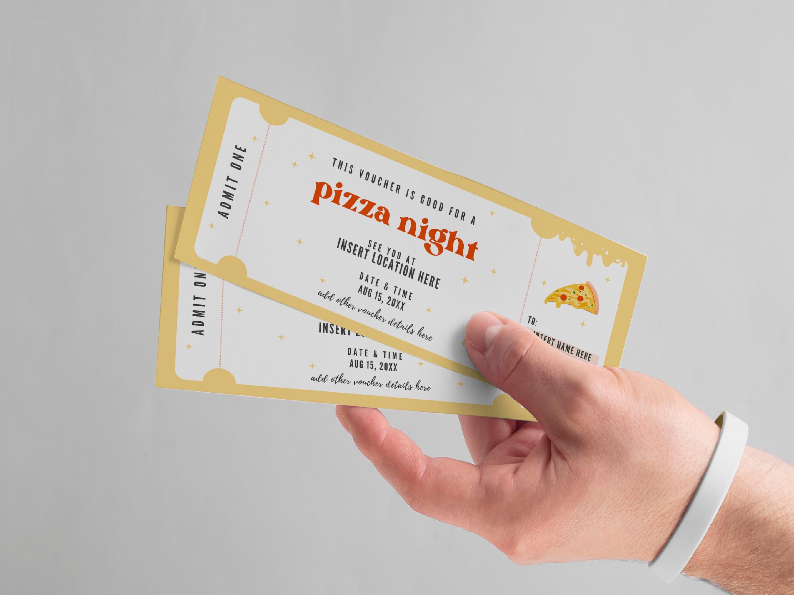 Editable Pizza Night Coupon, Custom Pizza Date Night Gift Certificate ...