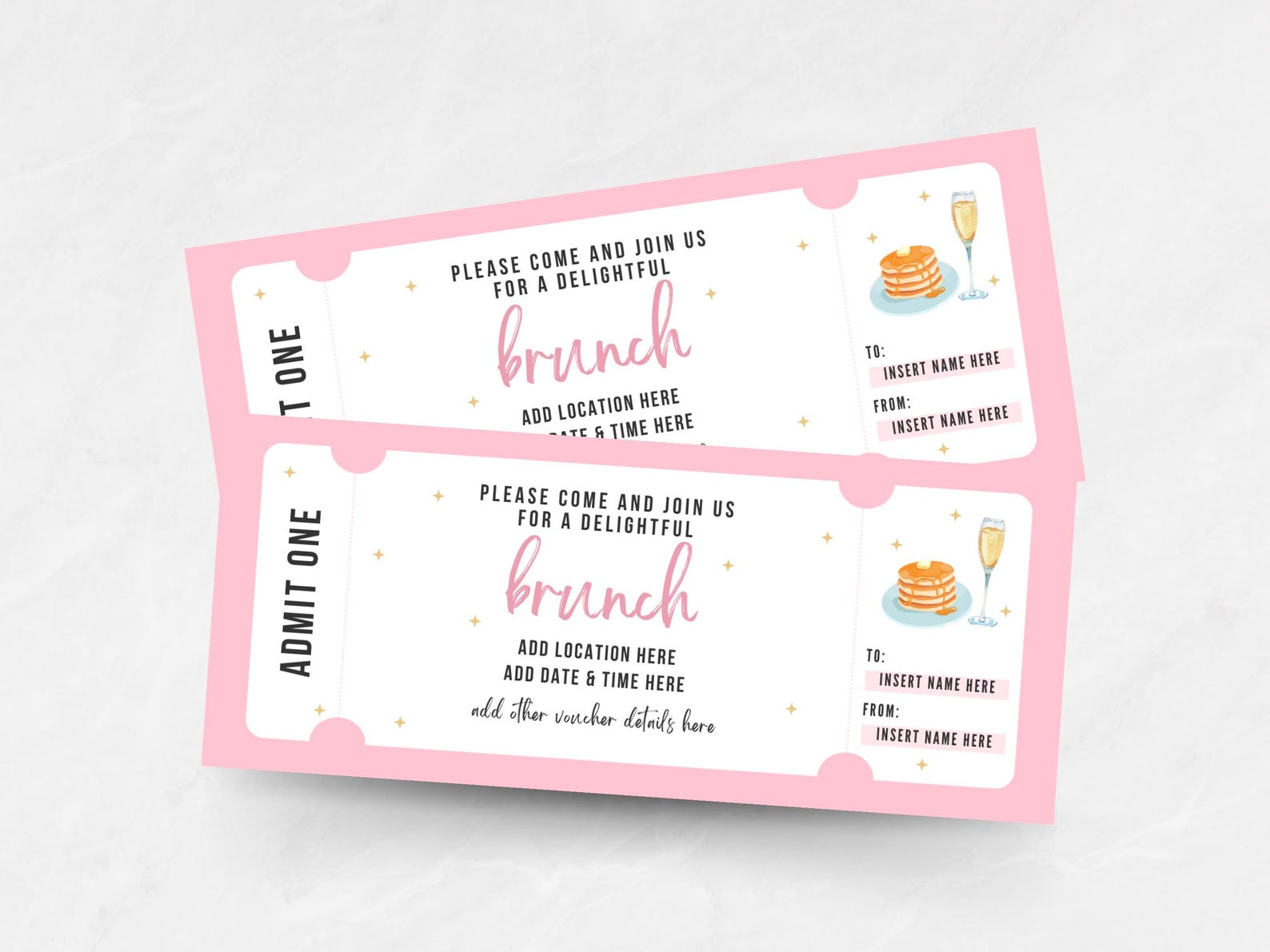 Editable Brunch Ticket Template, Custom Brunch Invitation, Printable ...