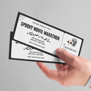 Editable Scary Movie Ticket Template, Custom Halloween Movie Marathon ...