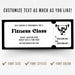 Editable Fitness Class Coupon, Custom Fitness Lesson Ticket Template ...