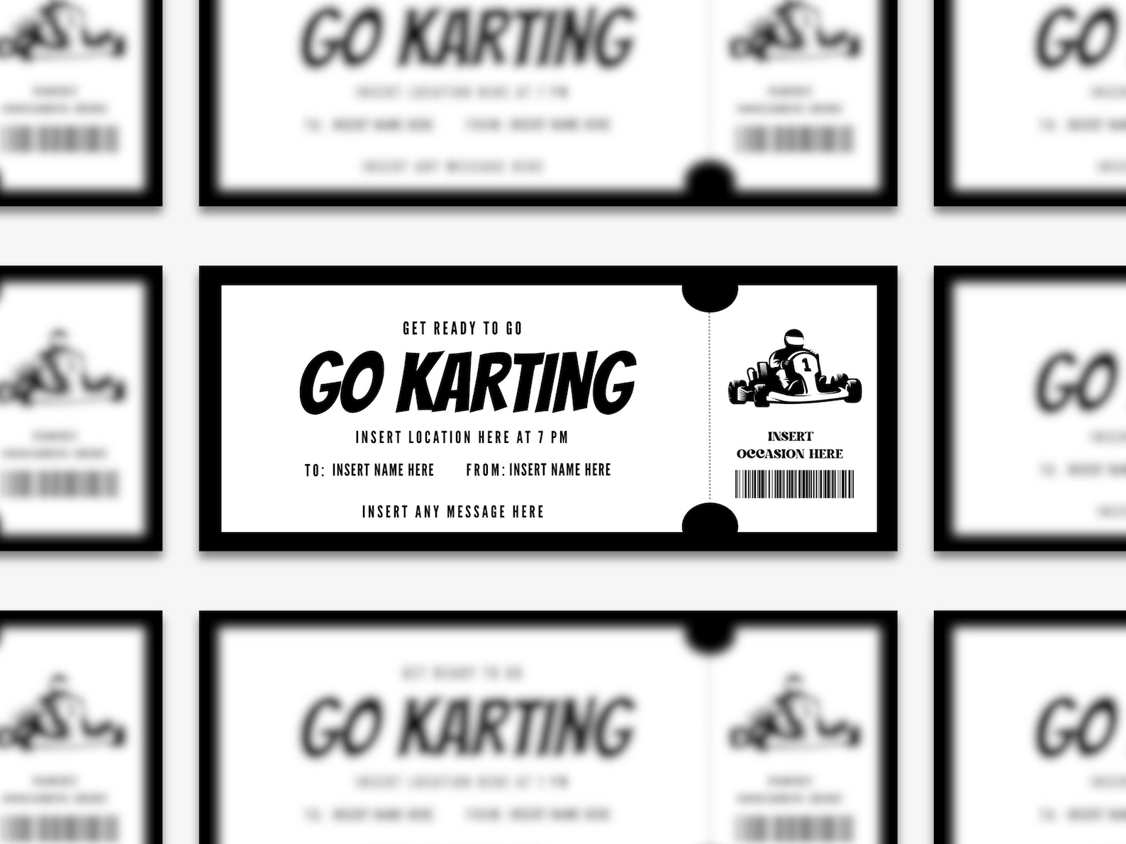 Custom Go Kart Ticket Template, Editable Go Karting Coupon, Surprise ...