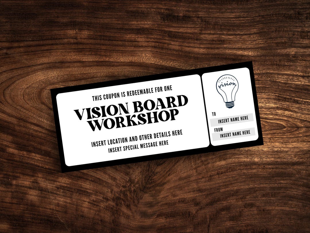 Printable Vision Board Workshop Coupon, Editable Vision Board Invite ...