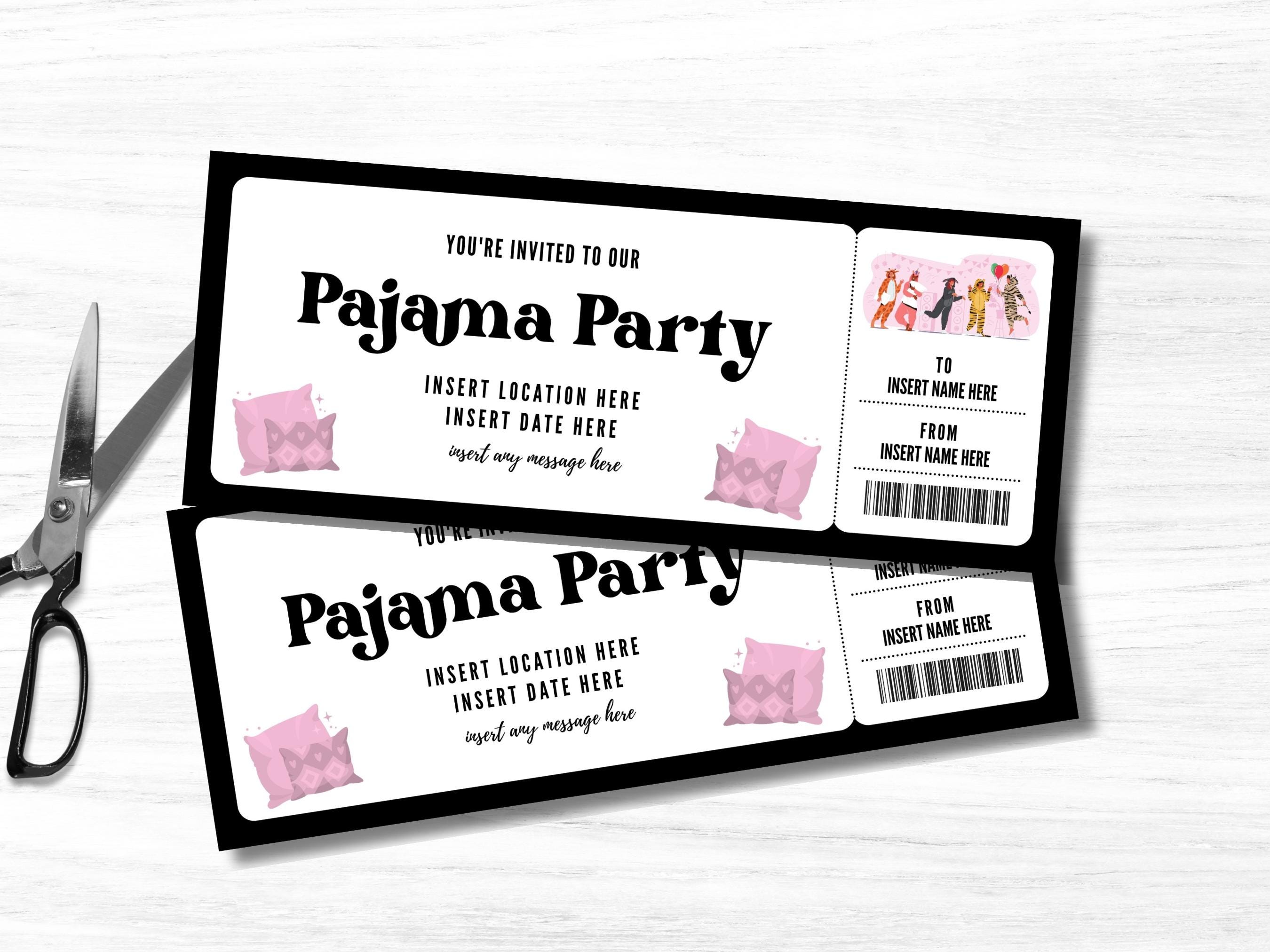 Editable Pajama Party Coupon Template, Custom PJ Party Sleepover ...
