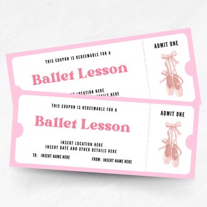 Editable Ballet Lesson Coupon, Custom Ballet Lessons Ticket Template ...