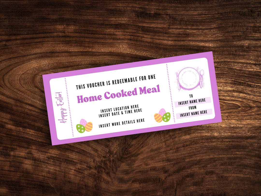Editable Home Cooked Meal Coupon, Printable Homemade Meal Ticket ...