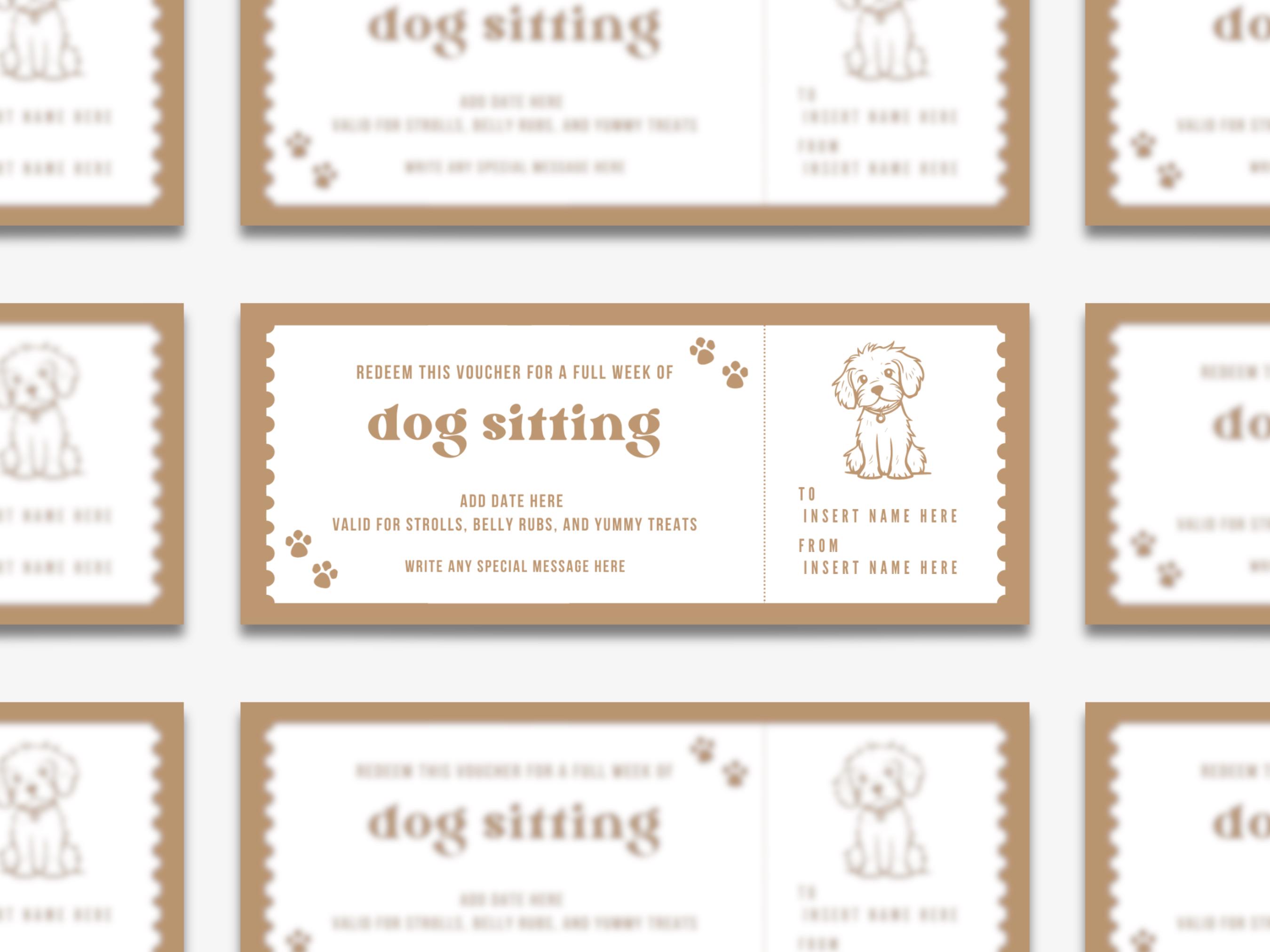 Editable Dog Sitting Coupon Template, Custom Dog Watching Ticket ...