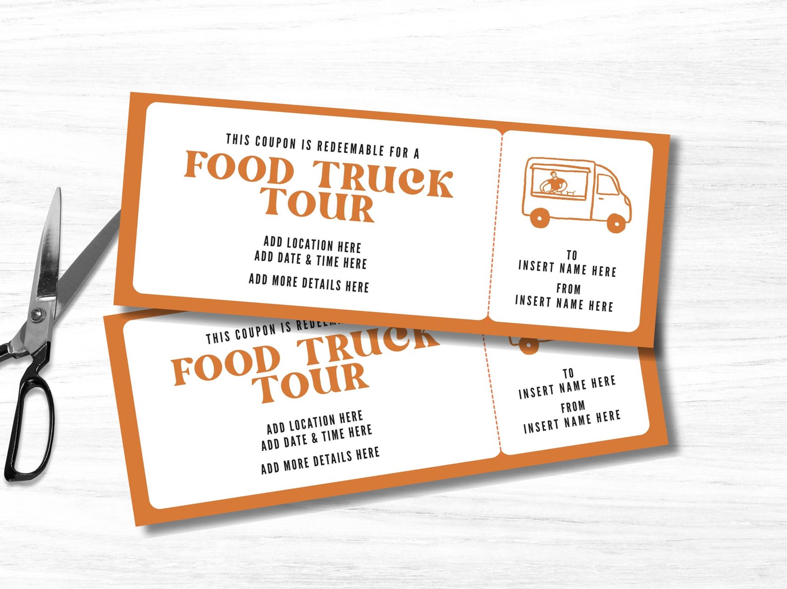 Printable Food Truck Tour Coupon Template, Editable Food Truck Festival ...