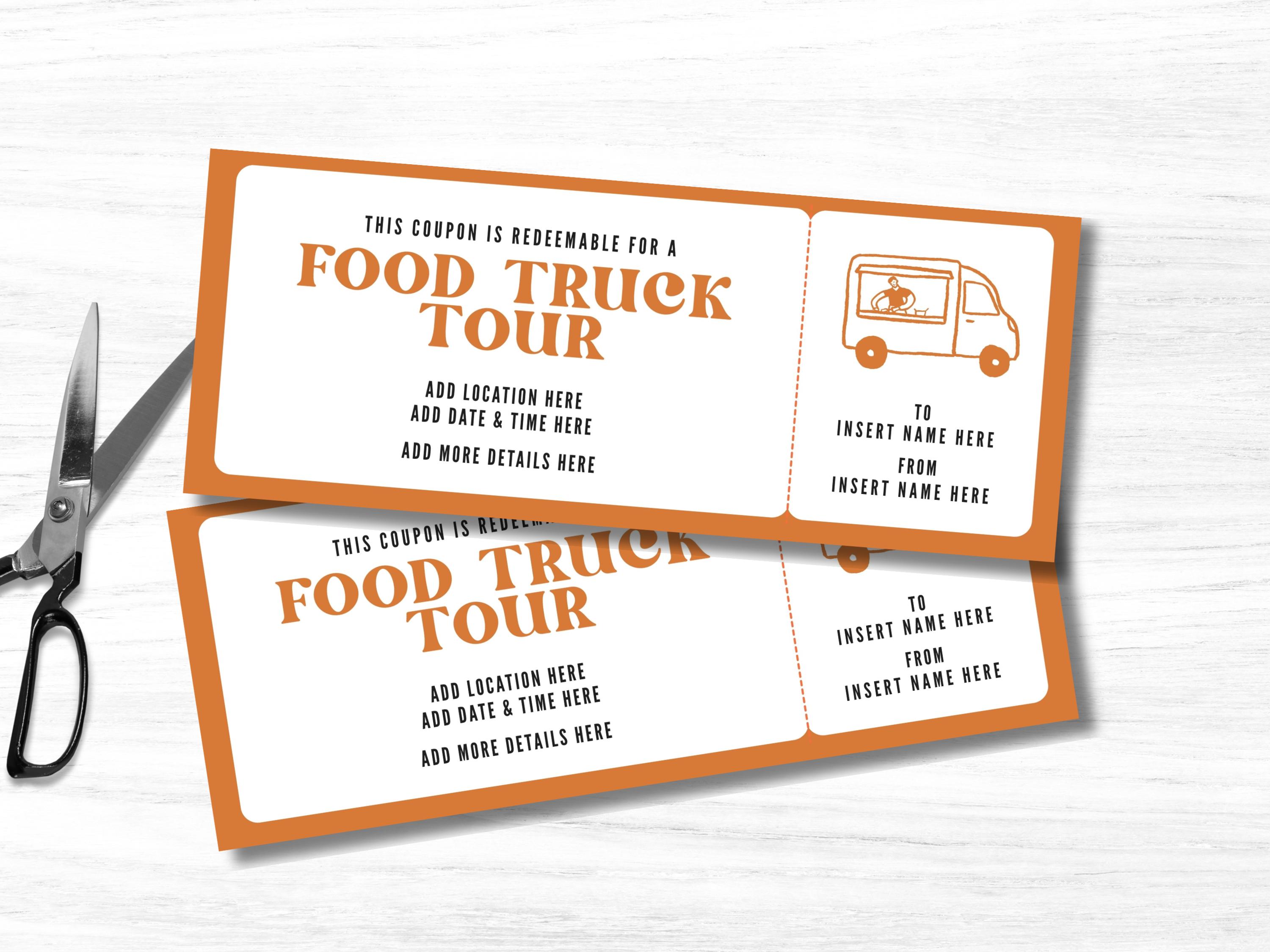 Printable Food Truck Tour Coupon Template, Editable Food Truck Festival ...