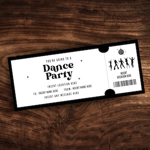 Editable Dance Party Ticket Template, Custom Dance Party Coupon ...