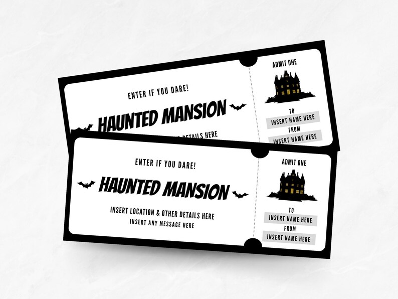 Editable Haunted Mansion Coupon, Custom Haunted House Ticket Template ...