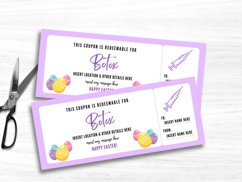 Editable Botox Coupon Template, Custom Botox Easter Gift Certificate ...