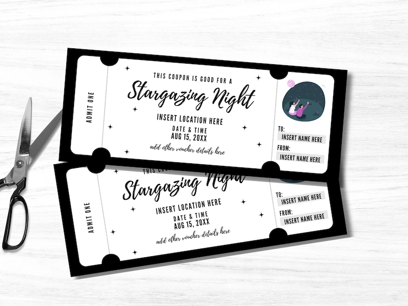 Editable Stargazing Night Coupon, Custom Stargazing Date Gift ...