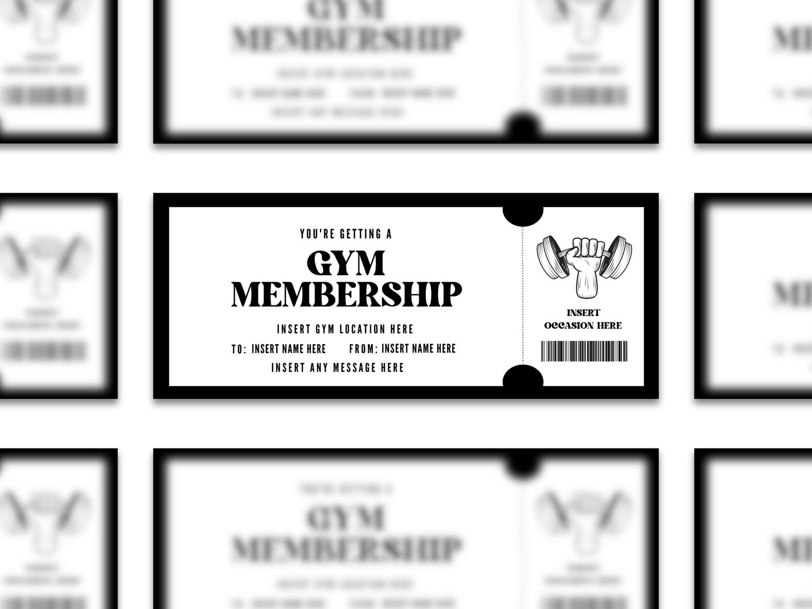 Editable Gym Membership Coupon, Custom Fitness Club Membership Ticket ...