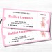 Editable Ballet Lesson Coupon, Custom Ballet Lessons Ticket Template ...