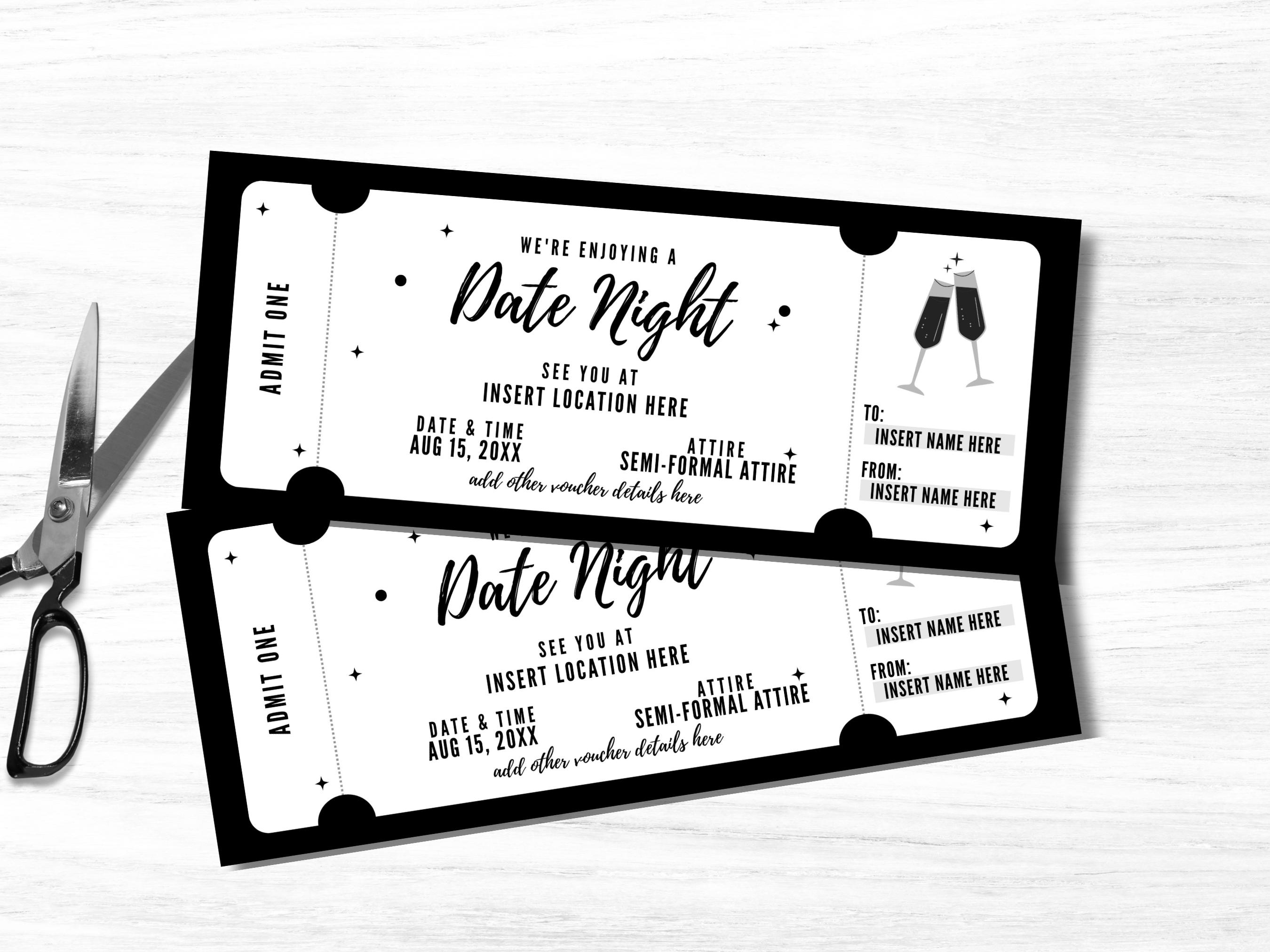 Custom Dinner Date Night Coupon, Printable Surprise Dinner Date Night ...