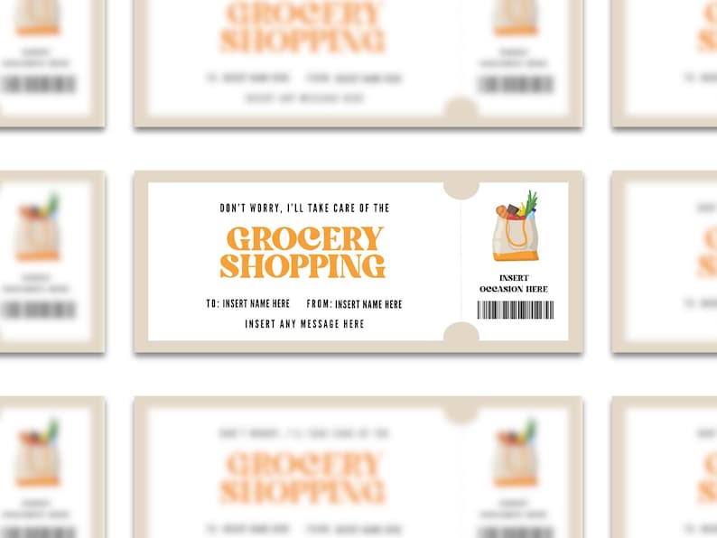 Editable Grocery Shopping Coupon, Custom Grocery Service Gift ...