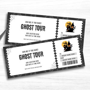 Editable Ghost Tour Coupon, Custom Spooky Ghost Tour Ticket Template ...