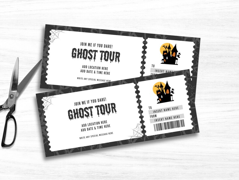 Editable Ghost Tour Coupon, Custom Spooky Ghost Tour Ticket Template ...